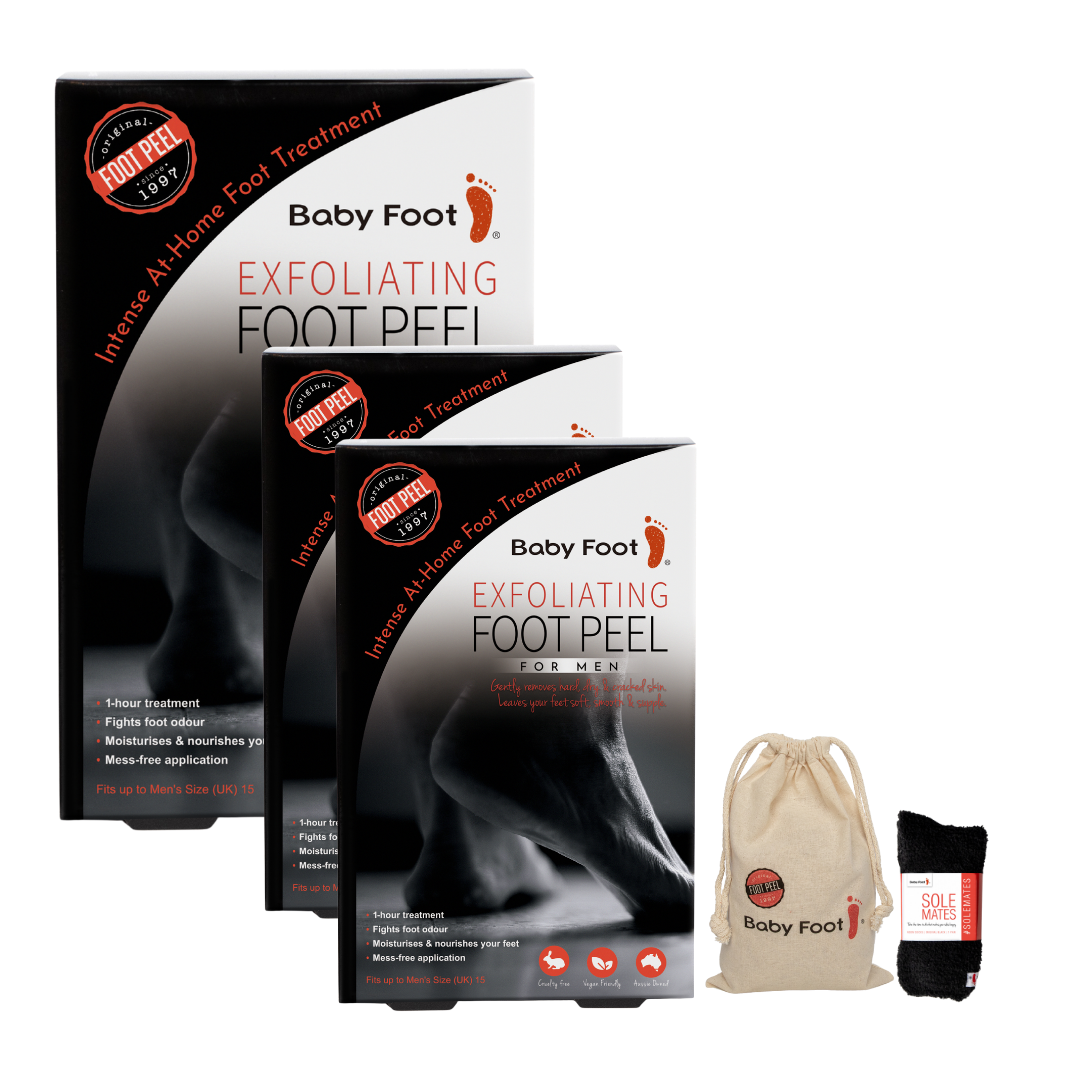 Baby Foot Men's Foot Peel-Remove Dead, Dry, Cracked Skin. 3Pk+Socks ...